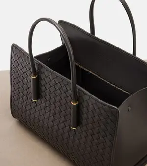 Bottega Veneta Barbara Small Intrecciato Leather Tote Bag - Brown