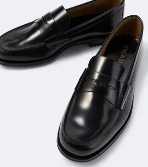 Prada Leather Penny Loafers - Black