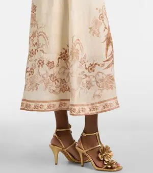Zimmermann Indra Floral Linen Midi Dress - White