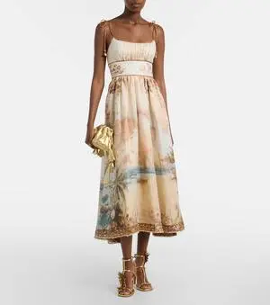 Zimmermann Mahon Printed Linen Midi Dress - Multicoloured