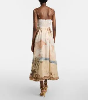 Zimmermann Mahon Printed Linen Midi Dress - Multicoloured