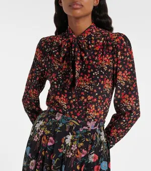 Gucci Floral Silk Blouse With Bow Detail