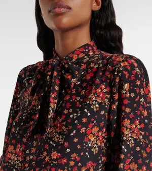 Gucci Floral Silk Blouse With Bow Detail