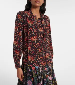Gucci Floral Silk Blouse With Bow Detail
