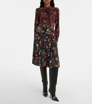 Gucci Floral Silk Blouse With Bow Detail