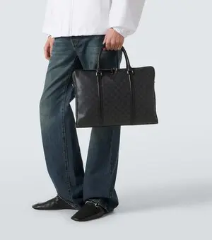 Gucci Monogram Leather Trimmed Briefcase