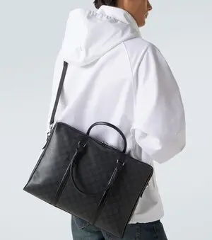 Gucci Monogram Leather Trimmed Briefcase