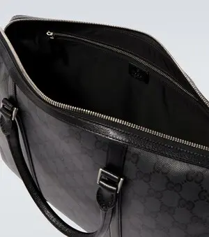 Gucci Monogram Leather Trimmed Briefcase