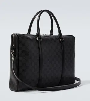 Gucci Monogram Leather Trimmed Briefcase