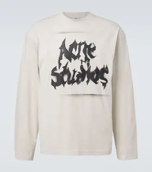 Acne Studios Logo Cotton-blend Jersey T-shirt - White