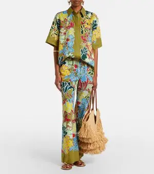 ALEMAIS Alémais Solstice Cotton-blend Wide-leg Pants - Multicoloured