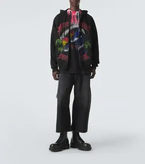 Balenciaga Printed Tie-dye Cotton Jersey T-shirt - Black