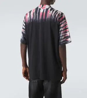 Balenciaga Printed Tie-dye Cotton Jersey T-shirt - Black