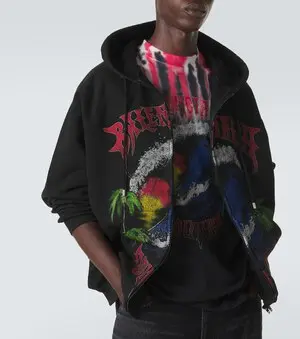 Balenciaga Printed Tie-dye Cotton Jersey T-shirt - Black
