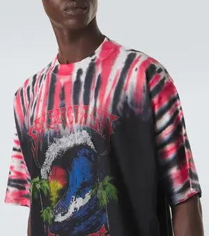 Balenciaga Printed Tie-dye Cotton Jersey T-shirt - Black
