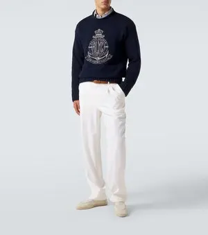 Ralph Lauren Purple Label Embroidered Cotton Sweater