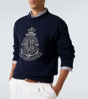 Ralph Lauren Purple Label Embroidered Cotton Sweater