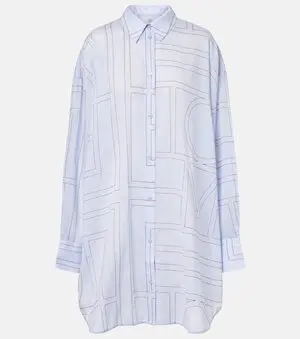 TOTEME Embroidered Cotton-Blend Poplin Shirt Blue