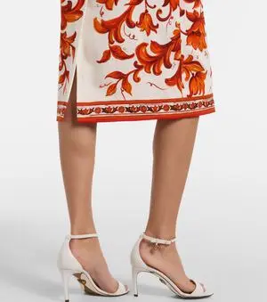Dolce & Gabbana Majolica Print Silk Blend Midi Dress - Orange