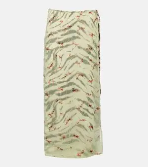 GANNI Printed Organza Wrap Skirt