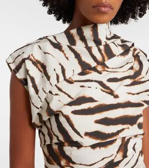 GANNI Zebra-print Cotton-blend Top - White