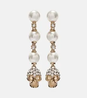 Alexander McQueen Crystal-embellished Drop Earrings - Silver