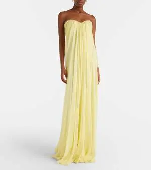 Alexander McQueen Draped Chiffon Bustier Gown