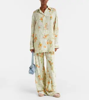 Alexander McQueen Floral Silk Pajama Pants