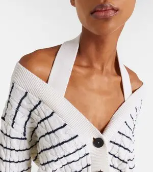 Alexander McQueen Cable-knit Striped Cardigan - White