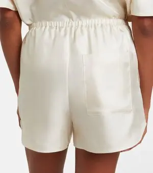Loulou De Saison Cabo Silk Satin Shorts - White