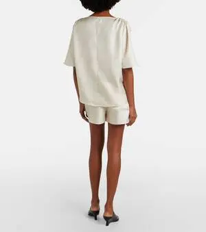 Loulou De Saison Cabo Silk Satin Shorts - White