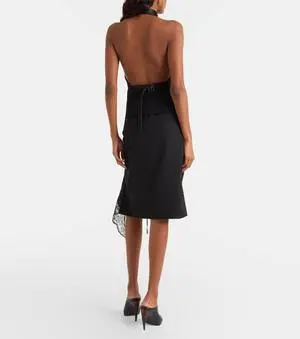 Alexander McQueen Wool Pencil Skirt With Lace Trim