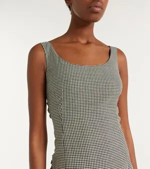 Alexander McQueen Wool Gingham Midi Dress