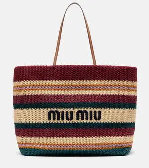 Miu Miu Raffia-effect Tote Bag