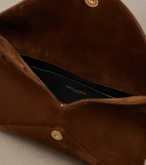Saint Laurent Cassandre Small Suede Pouch - Brown
