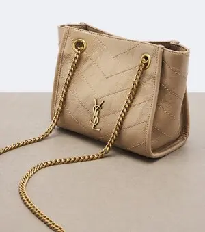 Saint Laurent Niki Mini Leather Shoulder Bag - Beige