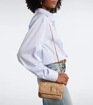 Saint Laurent Niki Mini Leather Shoulder Bag - Beige