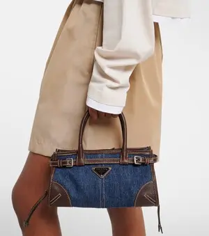 Prada Bonnie Small Denim Top-handle Bag