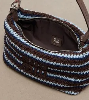 Miu Miu Crochet Striped Shoulder Bag