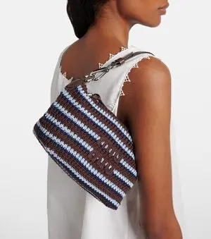 Miu Miu Crochet Striped Shoulder Bag