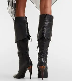Alexander McQueen Horn Heel Leather Knee-high Boots