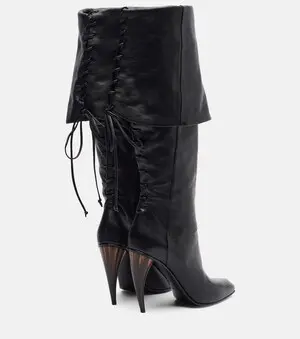 Alexander McQueen Horn Heel Leather Knee-high Boots