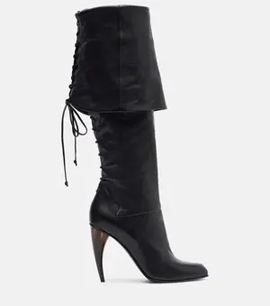 Alexander McQueen Horn Heel Leather Knee-high Boots