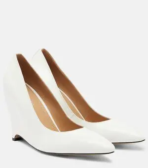MAISON MARGIELA Leather Pointed Toe Wedges - White