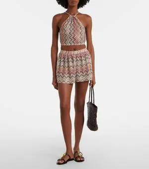 Missoni Zigzag Patterned Halter Neck Cropped Top