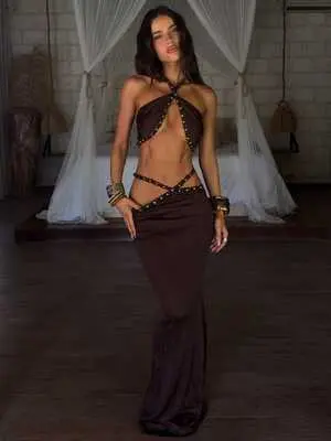 OUTCAST Rai Maxi Skirt Chocolate