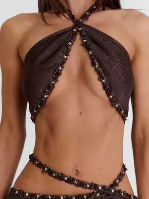 OUTCAST Rai Halter Top In Chocolate