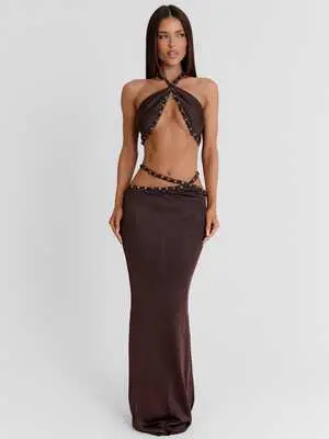 OUTCAST Rai Halter Top In Chocolate