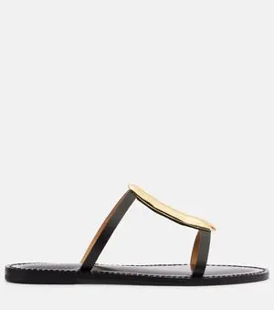 AMANU Sahara Embellished Leather Sandals - Black