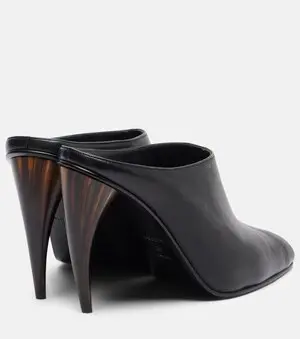 Alexander McQueen Leather Square Open Toe Mules - Black